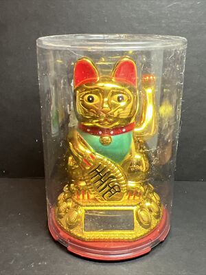 Solar Powered Dancing Bobble Head Toy - Lucky Waving Cat - Gold | eBay