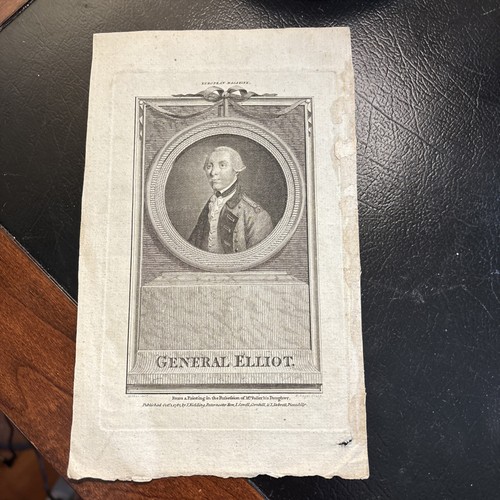 Antique Book Plate Print Engraving General Elliot 1782 From European ...