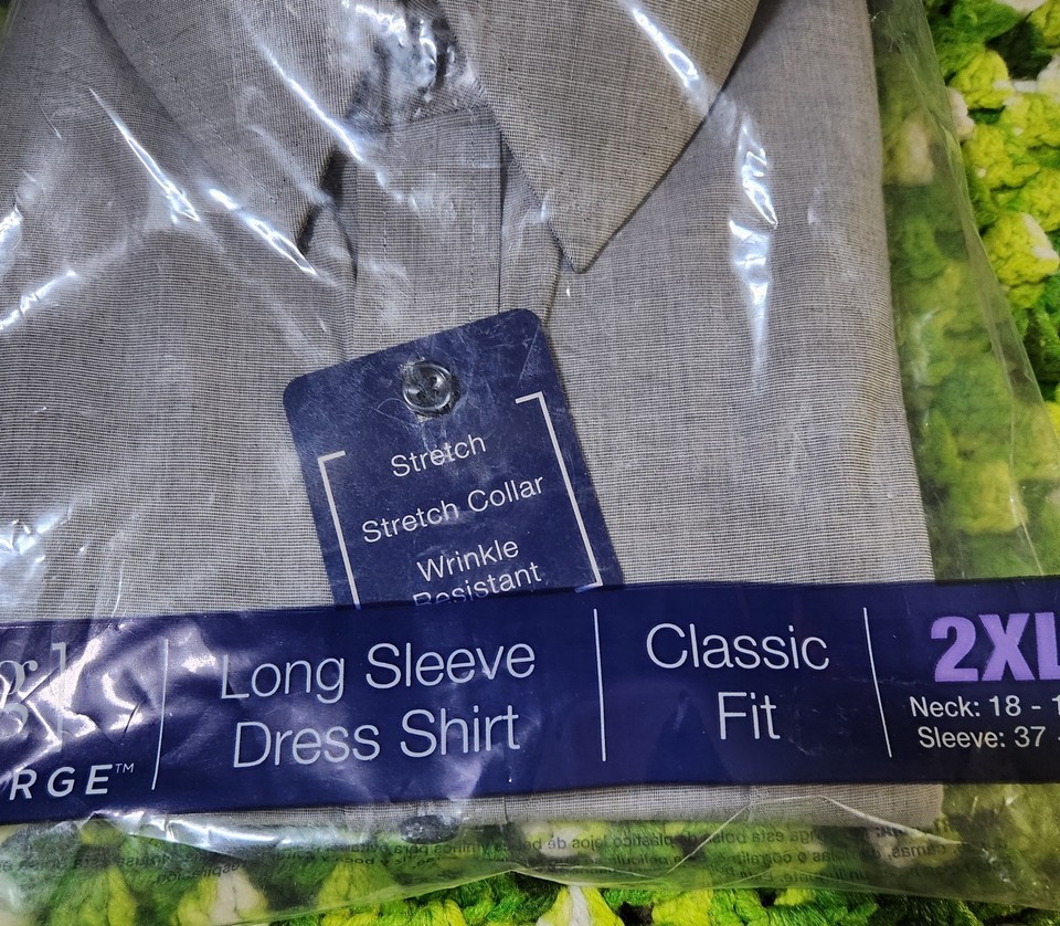 GEORGE Mens 2XL Gray Long-sleeve Dress Shirt. NEW | eBay