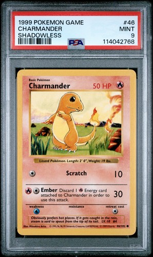 Pokemon Card Charmander 46/102 Shadowless Base Set 1999 PSA 9 MINT | eBay