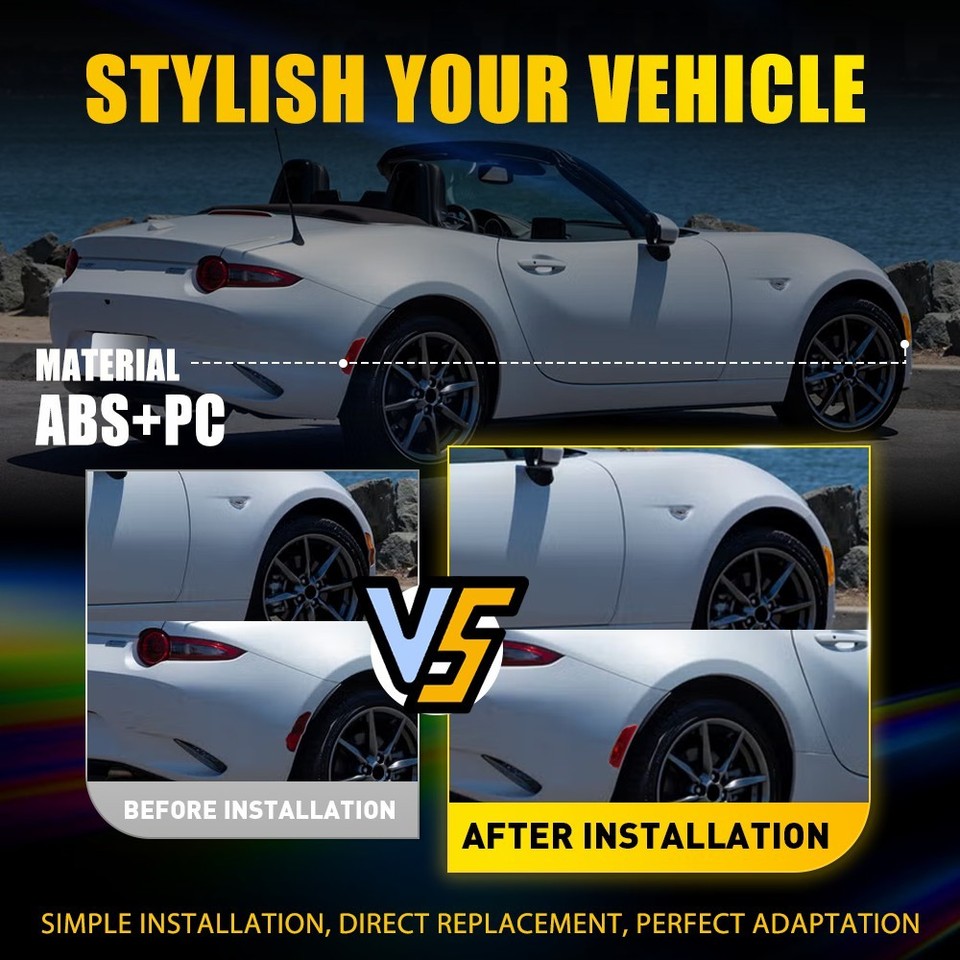 For 2016-22 2023 Mazda Miata MX-5 Amber&Red Front&Rear Marker Lights ...