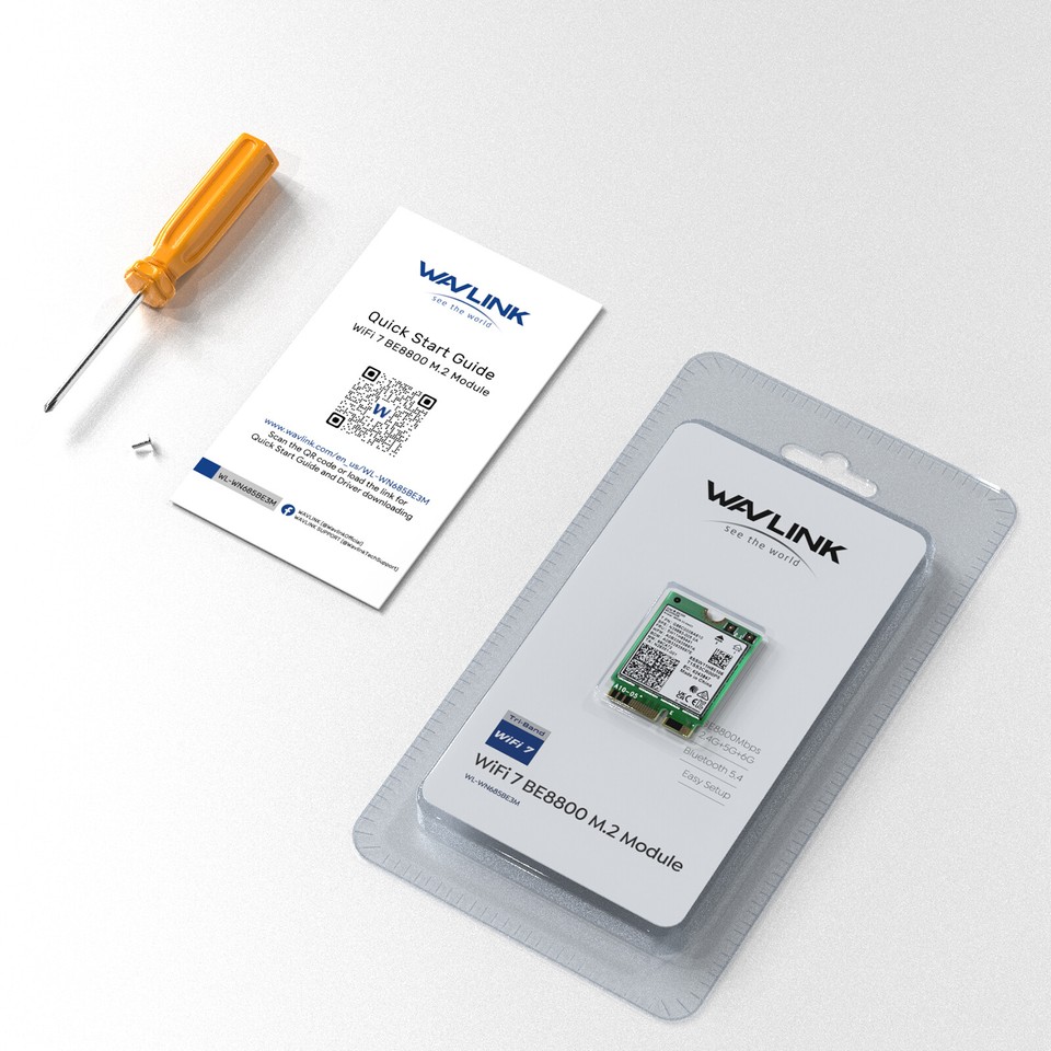 WAVLINK WiFi7 6E M.2 WIFI Card Wireless Bluetooth Adapter for PC BE200 ...