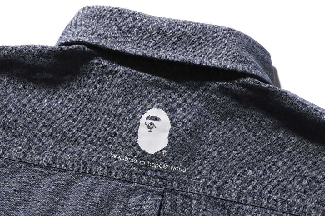 A Bathing Ape Online Exclusive Men's Chambray Shirt 2024 SS APE HEAD ...
