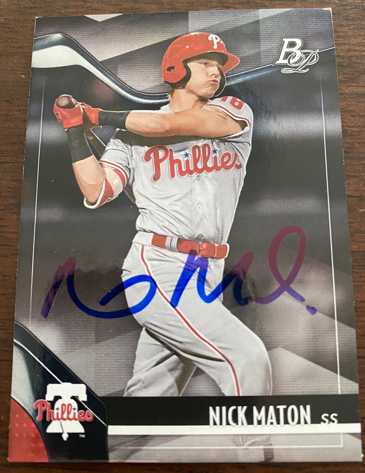 Nick Maton Auto Signed 2021 Bowman Platinum #TOP-10 Philadelphia ...