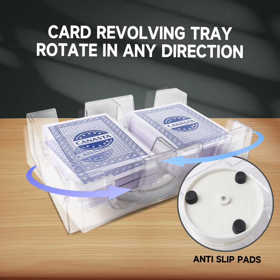 2-Deck Rotating Canasta Card Holder Tray. Dual Deck Revolving Playing ...