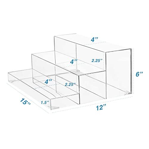 BAR BOTTLE RACK Display Clear Acrylic Stand Riser 3-Tier 15x6x12 Inch ...