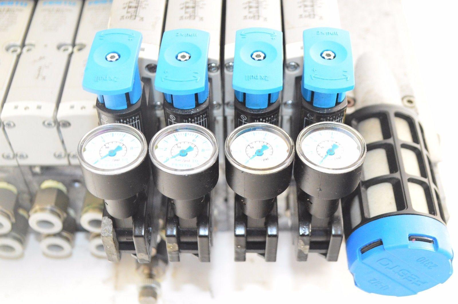 Festo VTSA Type Pneumatic Valve Manifold Plus Valves Gages Etc VSVA-B ...