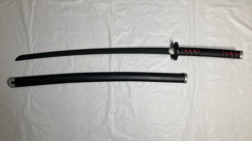 Prop Katana Sword Black Metal Dull Blade Red Black Handle 37” Samurai ...