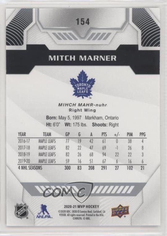 2020-21 Upper Deck MVP Silver Script Mitch Marner #154 | eBay