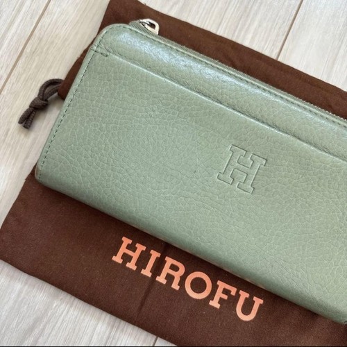 Hirofu Green Leather Long Wallet LShaped Zipper Used for Men/Nickel Condition | eBay