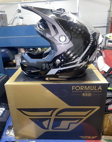 Fly Racing Formula Carbon Tracer MX Offroad Helmet Silver/Black Adult ...