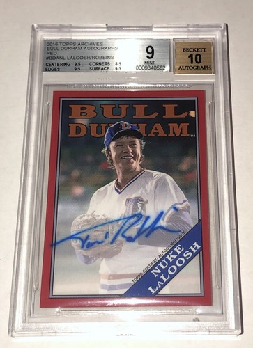 BGS 9 Topps Archives Bull Durham Red Autograph TIM ROBBINS Nuke LaLoosh ...