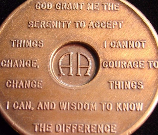 Alcoholics Anonymous 7 Year AA BACK Bronze Medallion Chip Coin Token ...