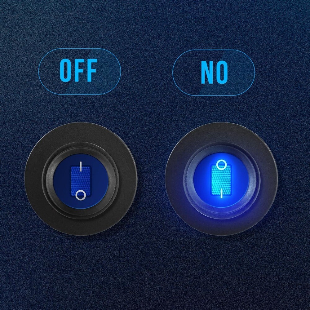 2 PCS 12 Volt LED Lighted Round Rocker Switch Panel with 6 Hot-Melt ...