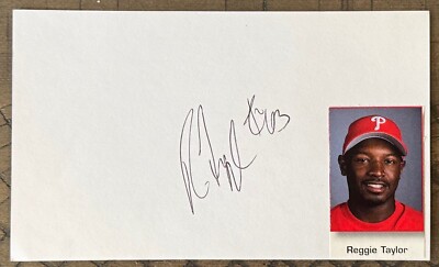 REGGIE TAYLOR SIGNED 3"X5" INDEX CARD PHILADELPHIA PHILLIES MLB AUTO ...