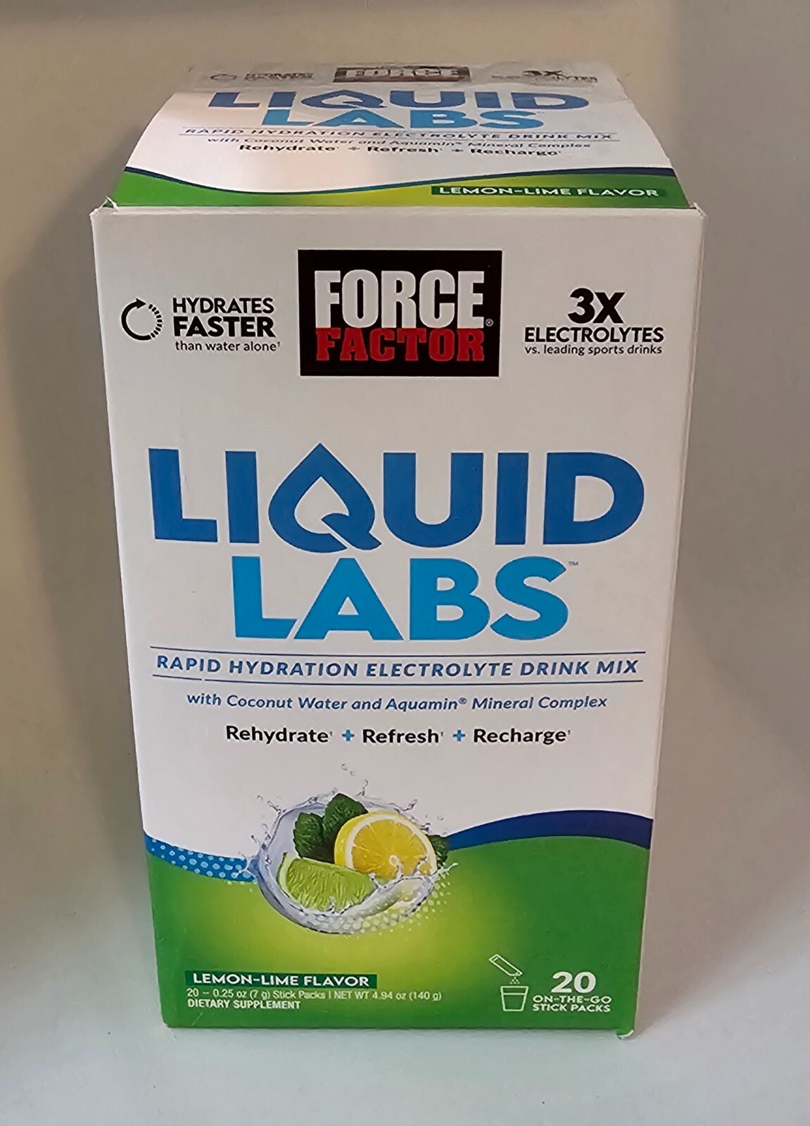 Force Factor Liquid Labs Electrolytes Powder, Hydration Packets - Lemon ...