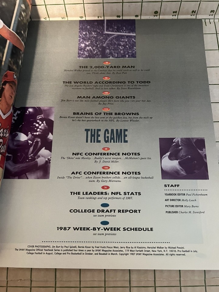 Sport Magazine Official NFL 1987 Yearbook Pro Football feat. Jerry Rice ...