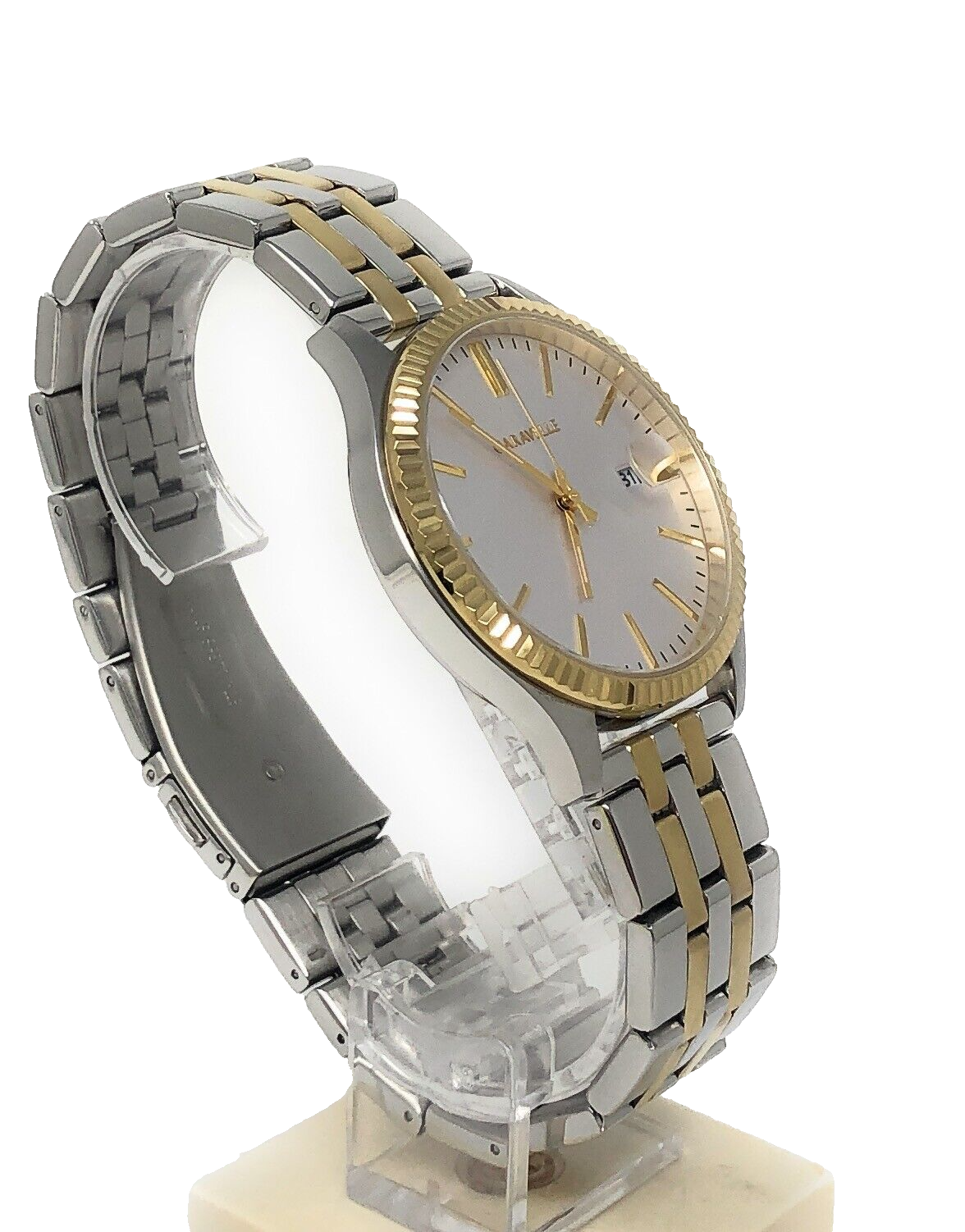 Caravelle Men's Dress Quartz Coin Edge Bezel Watch Two Tone 45B148 | eBay