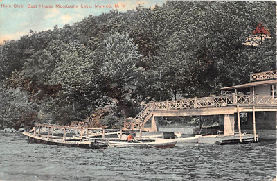 1912 Boats at Hain Club BoatHouse Mombasha Lake Monroe NY postcard ...