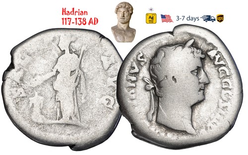 Ancient Roman Empire Coin Silver Denarius Hadrian 117 - 138 AD ...