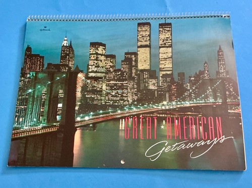 1989 GREAT AMERICAN GETAWAY WALL CALENDAR BROOKLYN BRIDGE WORLD TRADE ...