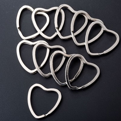 10PCS Heart Metal Key Holder Split Rings Keyring Keychain Hoop Loop DIY ...