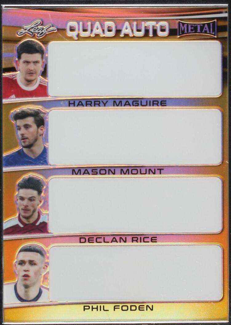 2022 Leaf Metal - Quad Autographs Phil Foden, Mason Mount, Declan Rice ...