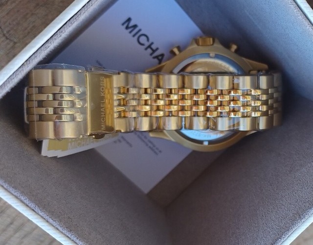 Michael Kors Mens Bayville Chronograph Stainless Steel Watch Gold ...