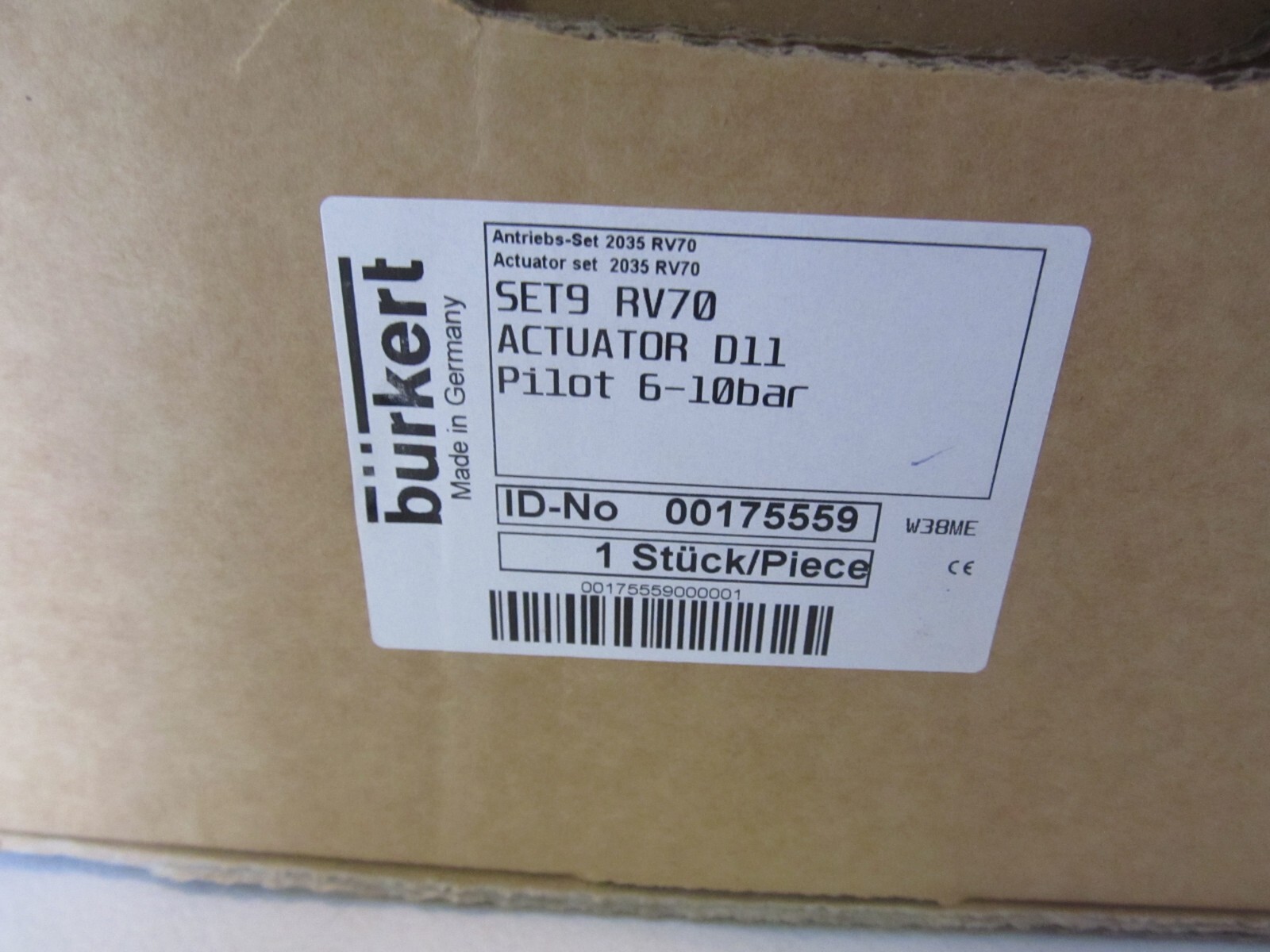 Robolux / Burkert SET9 RV70, D11 Actuator 2035, 6-10Bar, Part# 00175559 ...