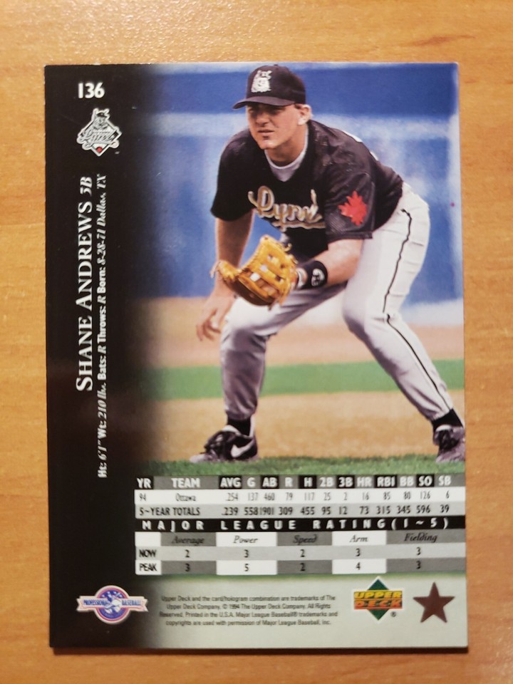 1995 Upper Deck #136 Shane Andrews - Rookie - Montreal Expos - MLB | eBay