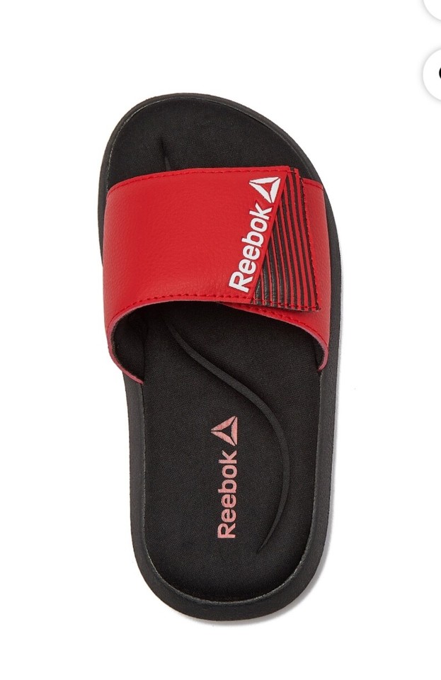 NEW Reebok Memory Foam Slide Sandals - USA Seller - Red & Black - Size ...