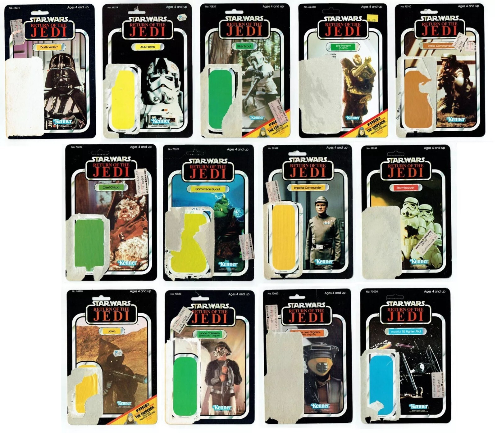 13 Original Vintage 1983 Star Wars Return of the Jedi Action Figure ...