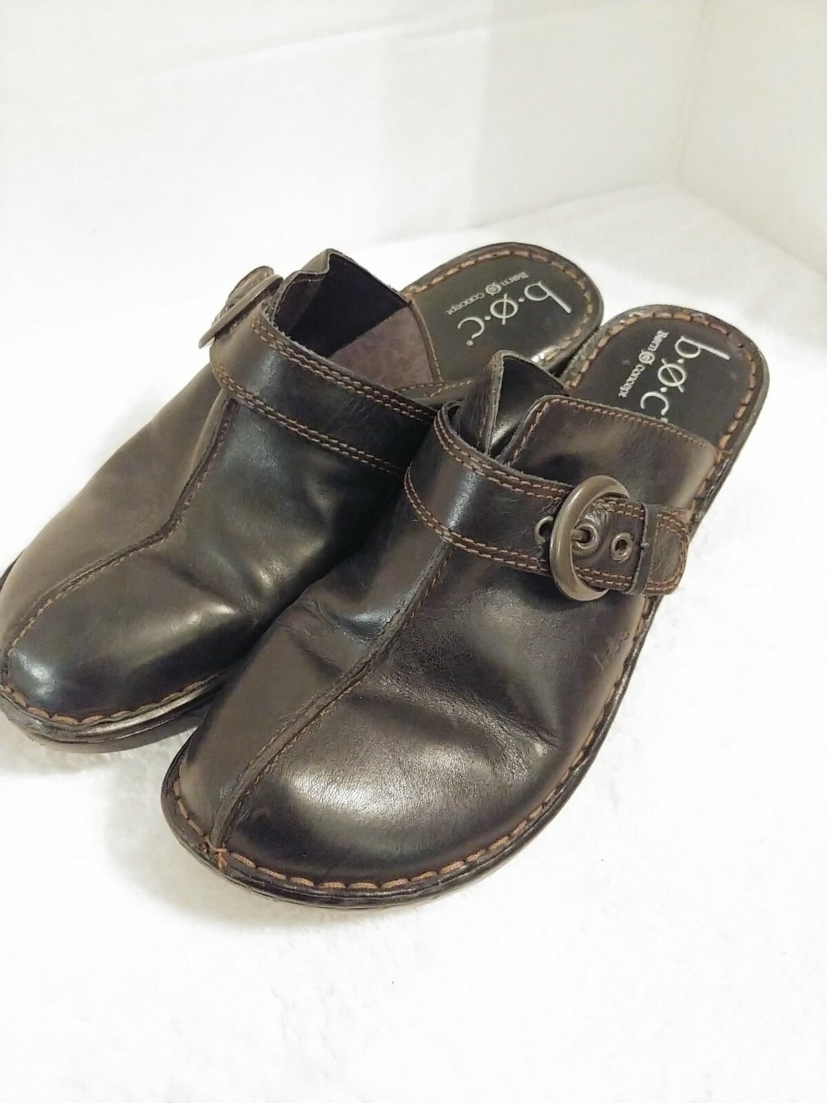 Boc Born Concept Black Leather Clogs Womens 9 M - Gem
