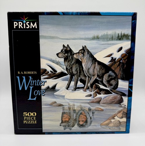 2004 B.A. Roberts Winter Love 500 Piece Puzzle Wolves 19” x 14” Prism ...