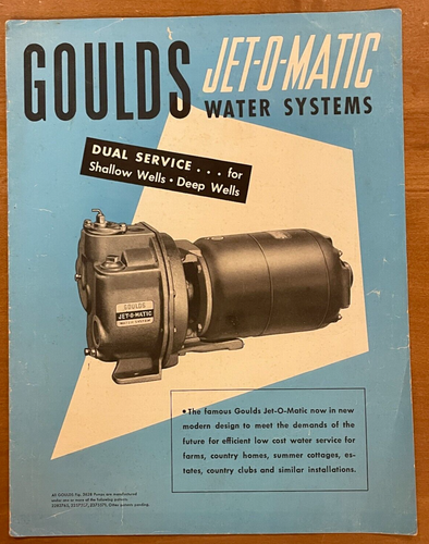 1947 Goulds Jet-O-Matic Water Systems Goulds Pumps Inc Brochure 6 pg ...
