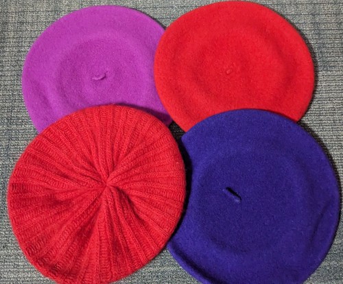 Vintage Bundle 4 Lot Berets Three Wool, One Angora Red, Raspberry ...