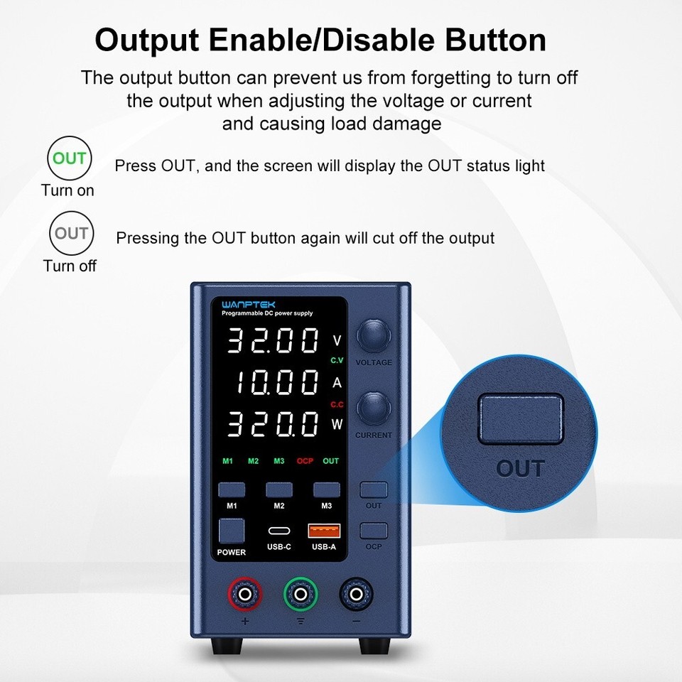 32V 10A Adjustable Lab DC Power Supply Variable Bench Switching ...