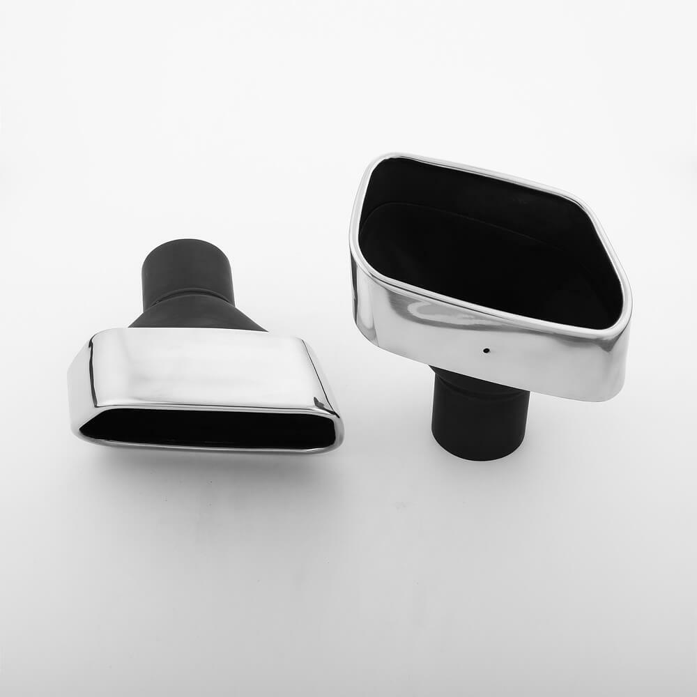 2.5" Inlet Black Exhaust Tips Rolled Edge Slanted Rectangle 304 ...