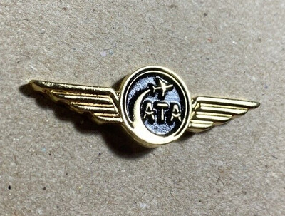 ATA AIR .. Airline Airways Aviation .. miniature crew BADGE WINGS Pin ...