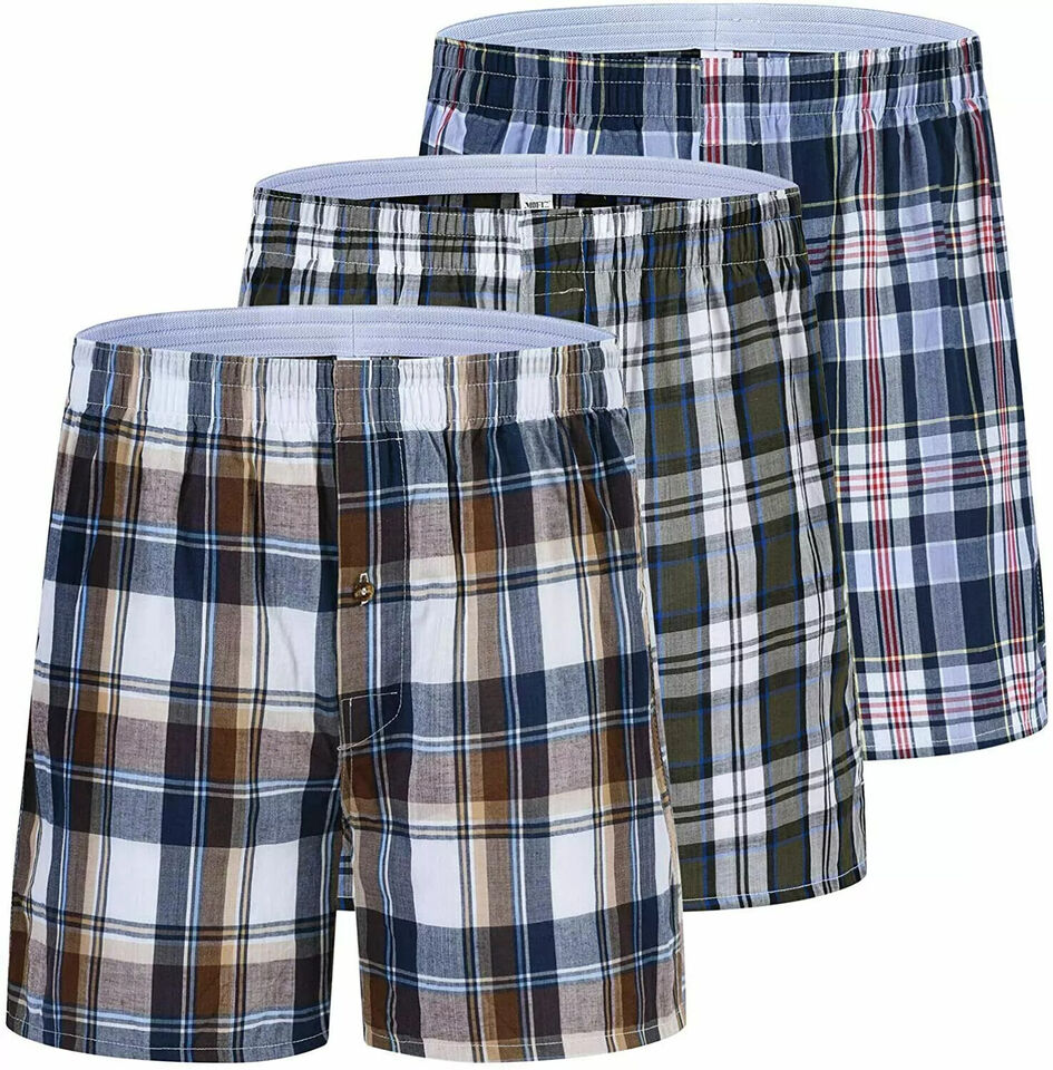 12, 6, 3 Men Plaid Boxer Shorts Underwear Trunk Checker Cotton boxer ...
