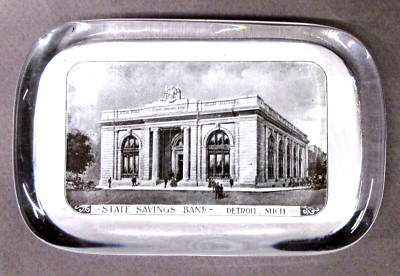 circa 1900 STATE SAVINGS BANK Detroit Michigan GLASS paperweight xx | eBay