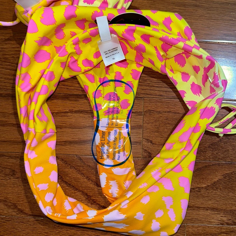 NWT Keva J The Nine Mile Asymmetrical Ombre Neon Leopard Print Bikini ...