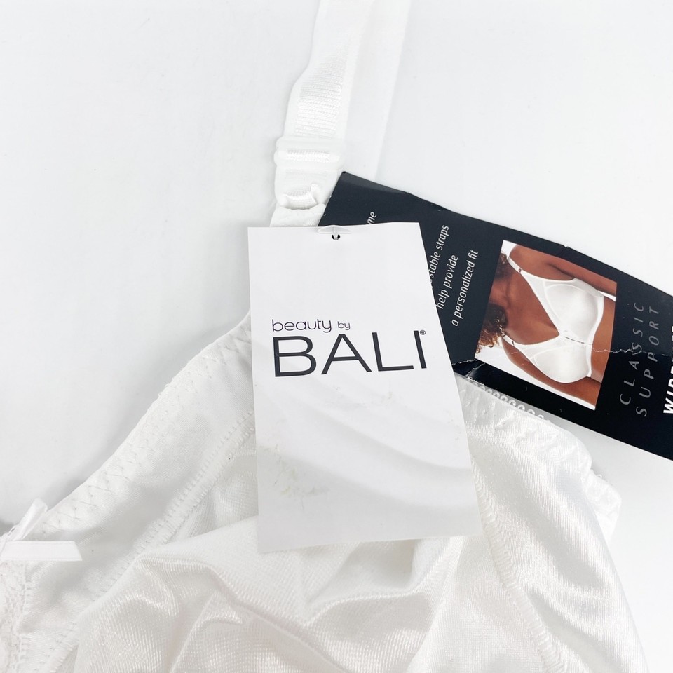 Bali Women's Double Support Tailored Wireless Lace Up Front Bra White ...