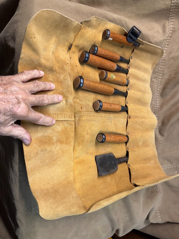 Vintage set of 8 Japanese chisels Nomi Miki chisel roll Japanese ...