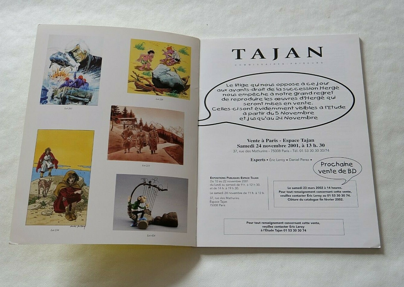 Tajan Katalog Leroy Perez Verkauf Comic 24 November 2001 Giraud Herge ...