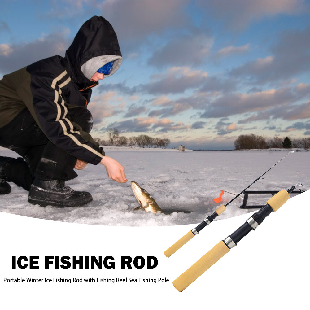 Portable Winter Ice Fishing Rod with Fishing Reel Sea Fishing Pole (1 ...