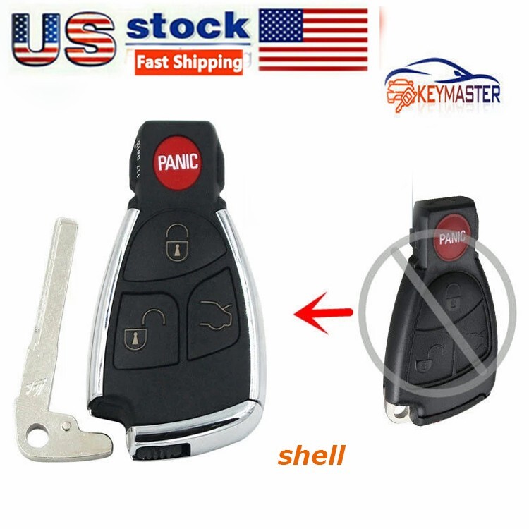 3 Button+Panic Modified Smart Remote Key Shell Case for Mercedes-Benz ...