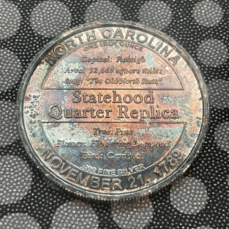 2001 North Carolina State Quarter 1st Flight W State Info 1oz .999 ...