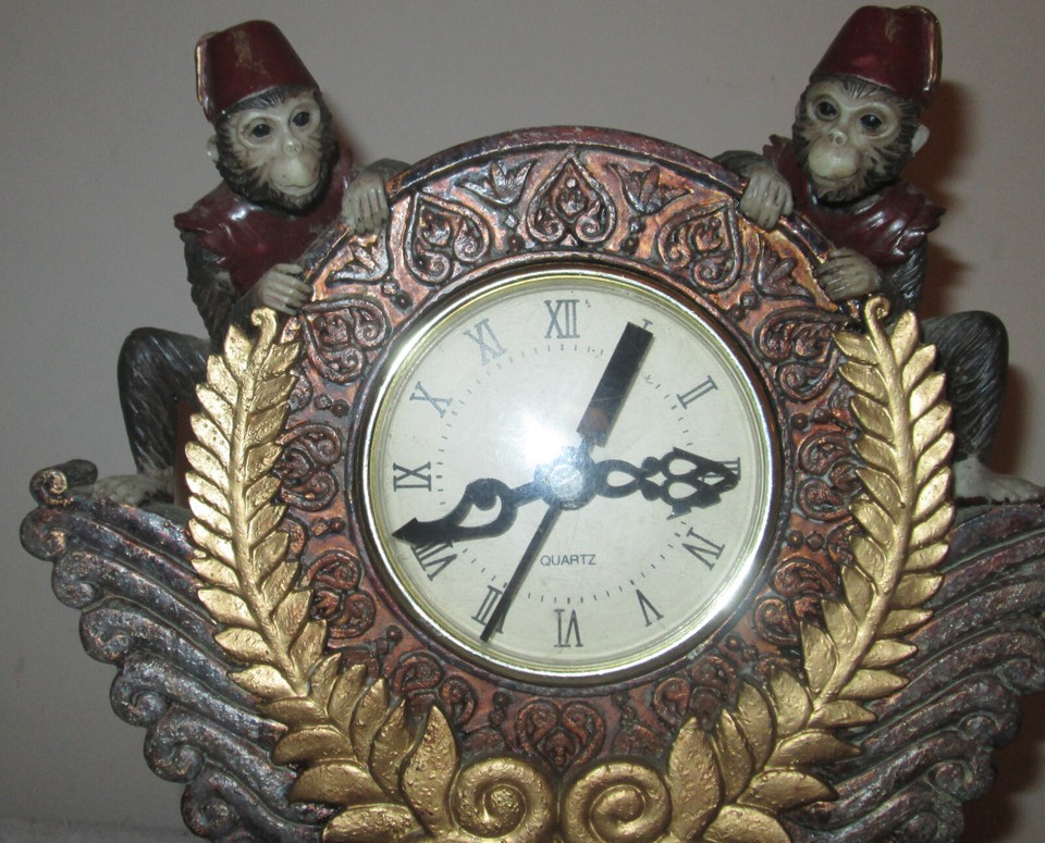 Capuchin Monkey Mantle Quartz Battery Operated Clock Resin | eBay