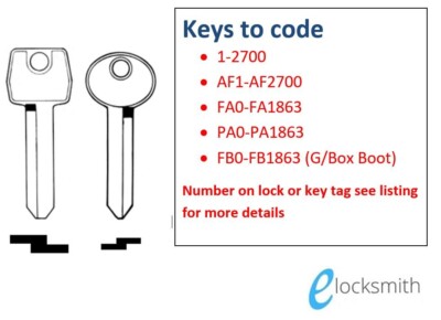Key cut to code number Fits Fairlane ZA ZB ZC ZD ZF ZG ZH ZJ ZK ZL F100 ...